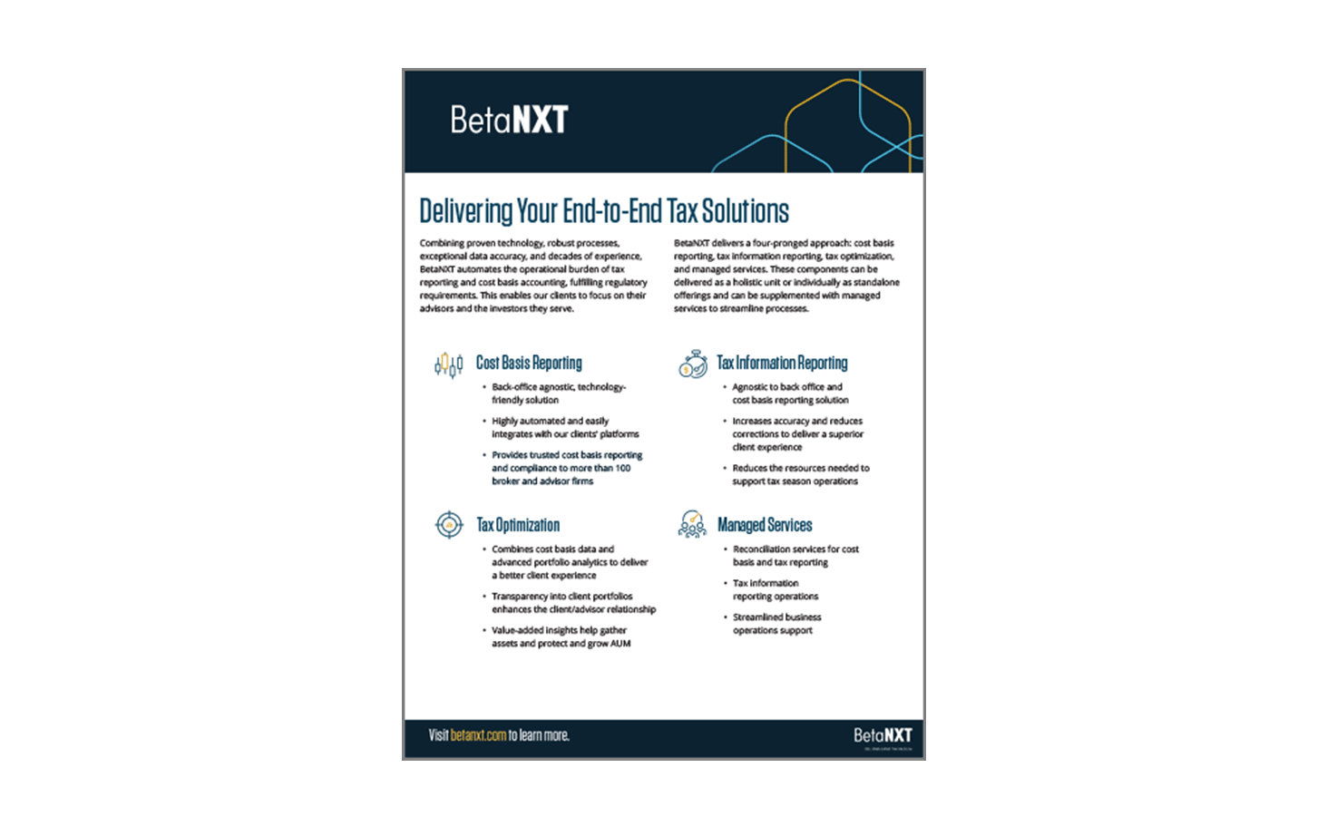 Cost Basis and Tax Reporting | BetaNXT